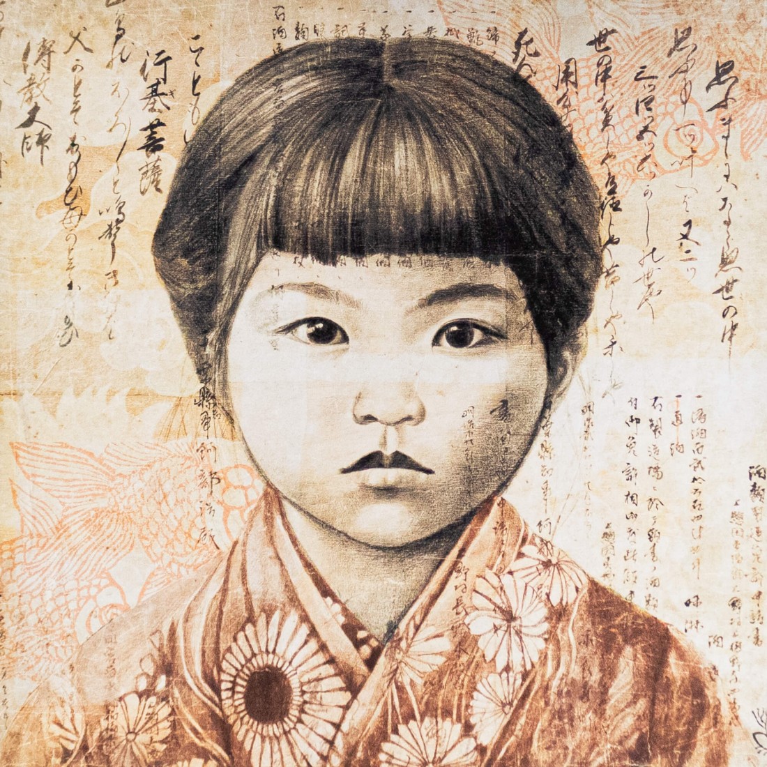 Panneau papier froissé KEIKO AUX POISSONS